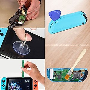Triwing Screwdriver for Switch, Professional Repair Tool Kit for Joy-con Joystick Replacement with Tweezers, Opening Pry Bar & Suction Cup