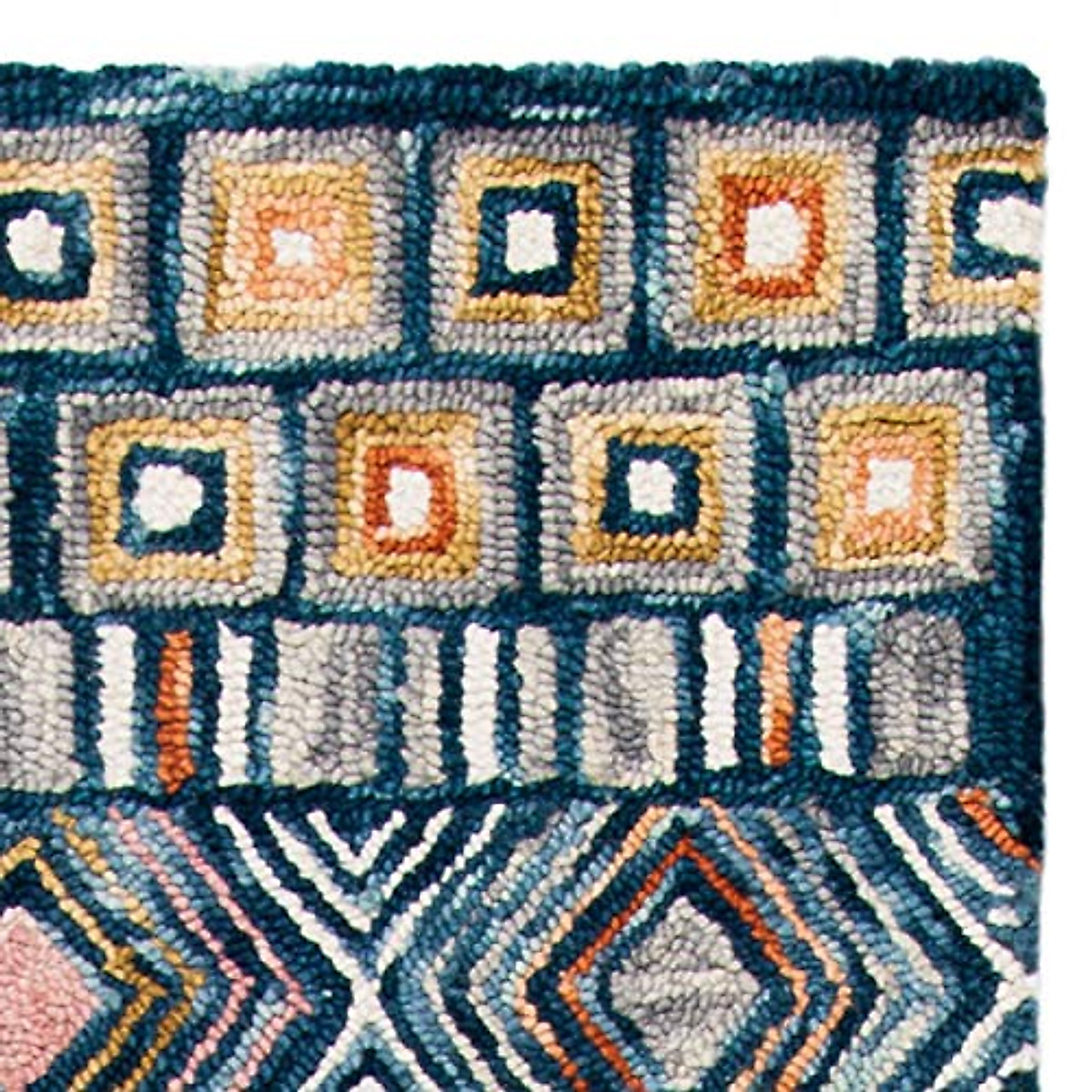 SAFAVIEH Aspen Collection Area Rug - 5' x 8', Blue & Gold, Handmade Boho Wool, Ideal for High Traffic Areas in Living Room, Bedroom (APN810M)