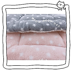 MANSHU Small Animal Plush Bed, Bunny Bed, for Bunny, Squirrel, Hedgehog, Pink and Gray 2Pcs.
