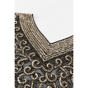 BABEYOND 1920s Shawl Wraps Long Fringed Evening Cape Sequin Beaded Party Shawl (Black Gold)