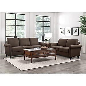 Lexicon Kenmare Fabric Upholstered Sofa with roll arms in Chocolate Color