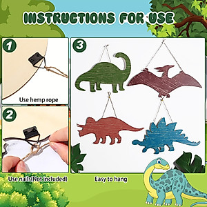 Hoteam Dinosaur Wall Decors Wooden Boys Dinosaur Nursery Wall Decoration Dinosaur Baby Shower Playroom Wall Art for Kids Farmhouse Bathroom Room Art Gift(Vivid,14.17 x 8.27 Inches)