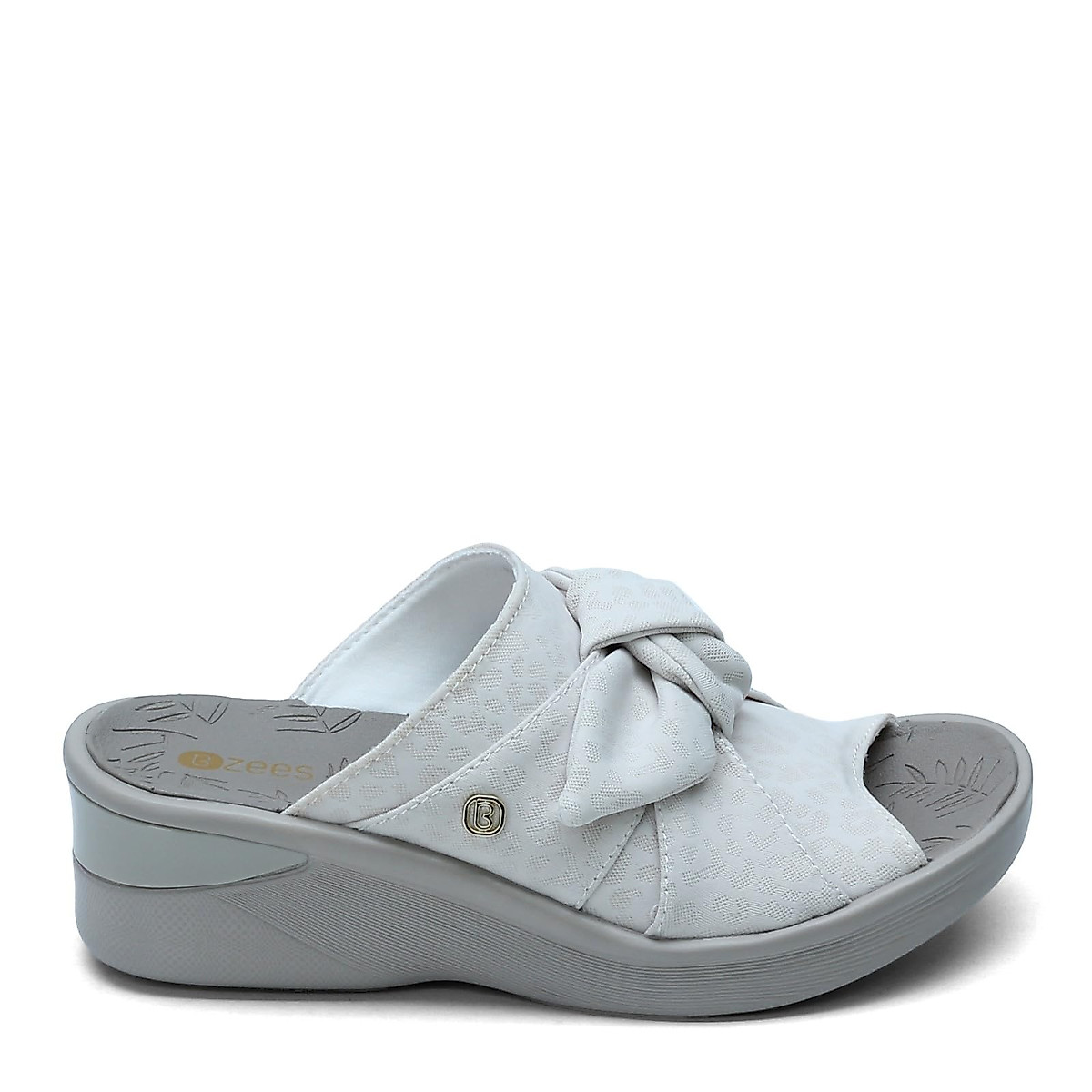 BZees Women's Smile Wedge Sandal, Cream, 8 M