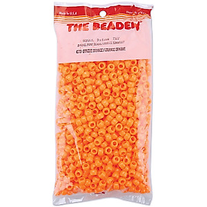 The Beadery 6 by 9mm Barrel Pony Bead, Orange, Small, 900-Pieces