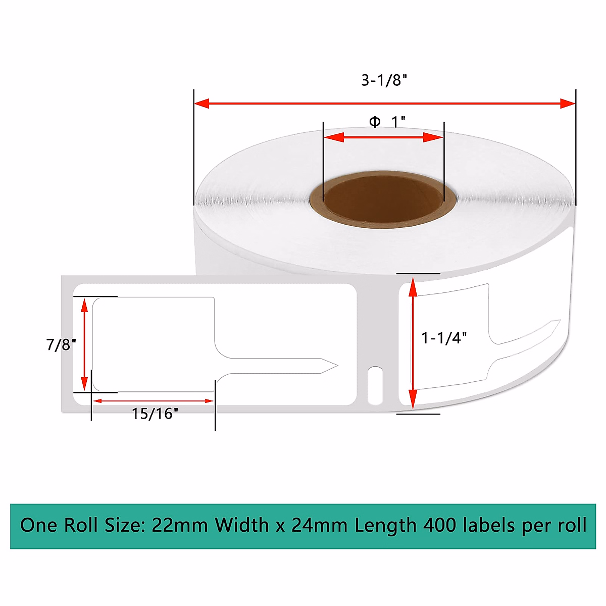 USUPERINK 1 Roll (400 Labels/roll) Compatible for Dymo LabelWriter 30373 Jewelry Price Tag 2-up Rat Tail Labels 7/8'' x 15/16'' Retail Adhesive Label Sticker [NOT FIT 550 & 5XL]