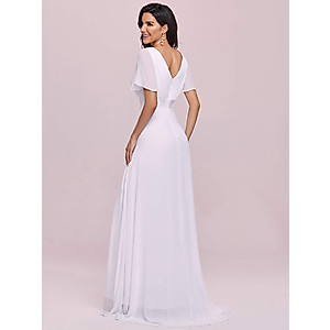 Ever-Pretty Womens V Neck Formal Summer Wedding Dress White US12