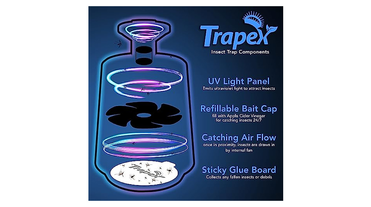 Trapex Indoor Insect Trap - Effective Non-Zapper Fruit Fly, Gnat, Moth ...