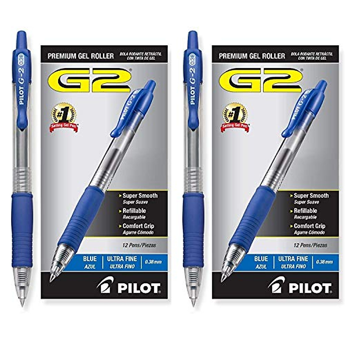 Pilot G2 Retractable Premium Gel Ink Roller Ball Pens, Ultra Fine, 24 Pack, Blue
