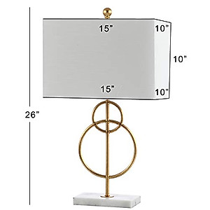 JONATHAN Y JYL1096A Haines 26" Modern Circle Marble/Metal LED Table Lamp Classic Glam Bedside Desk Nightstand Lamp for Bedroom Living Room Office College Bookcase LED Bulb Included, Gold Leaf/White