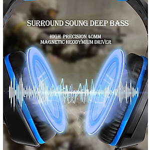 SVYHUOK Pro Gaming Headset for PC PS4 Xbox One Surround Sound Over-Ear Headphones with Mic LED Light Bass Surround Soft Memory Earmuffs for Computer Laptop Switch Games Kid’s Boy’s Teen’s Gifts