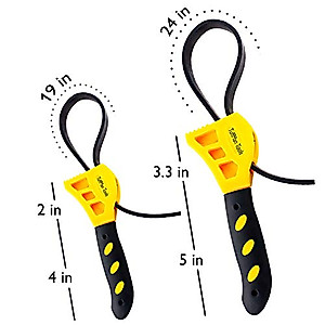 TuffMan Tools Oil Filter Wrench Set - 2pcs, Use as Jar Opener, Pipe Wrench, Rubber Strap Wrenches Used by Mechanics, Plumbers
