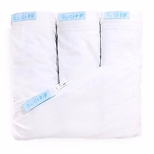 QuickZip Crib Sheet Set - Faster, Safer, Easier Baby Crib Sheets - Includes White Wraparound Base & 3 Zip-On Crib Sheets – White 100% Cotton - Fits All Standard Crib Mattresses