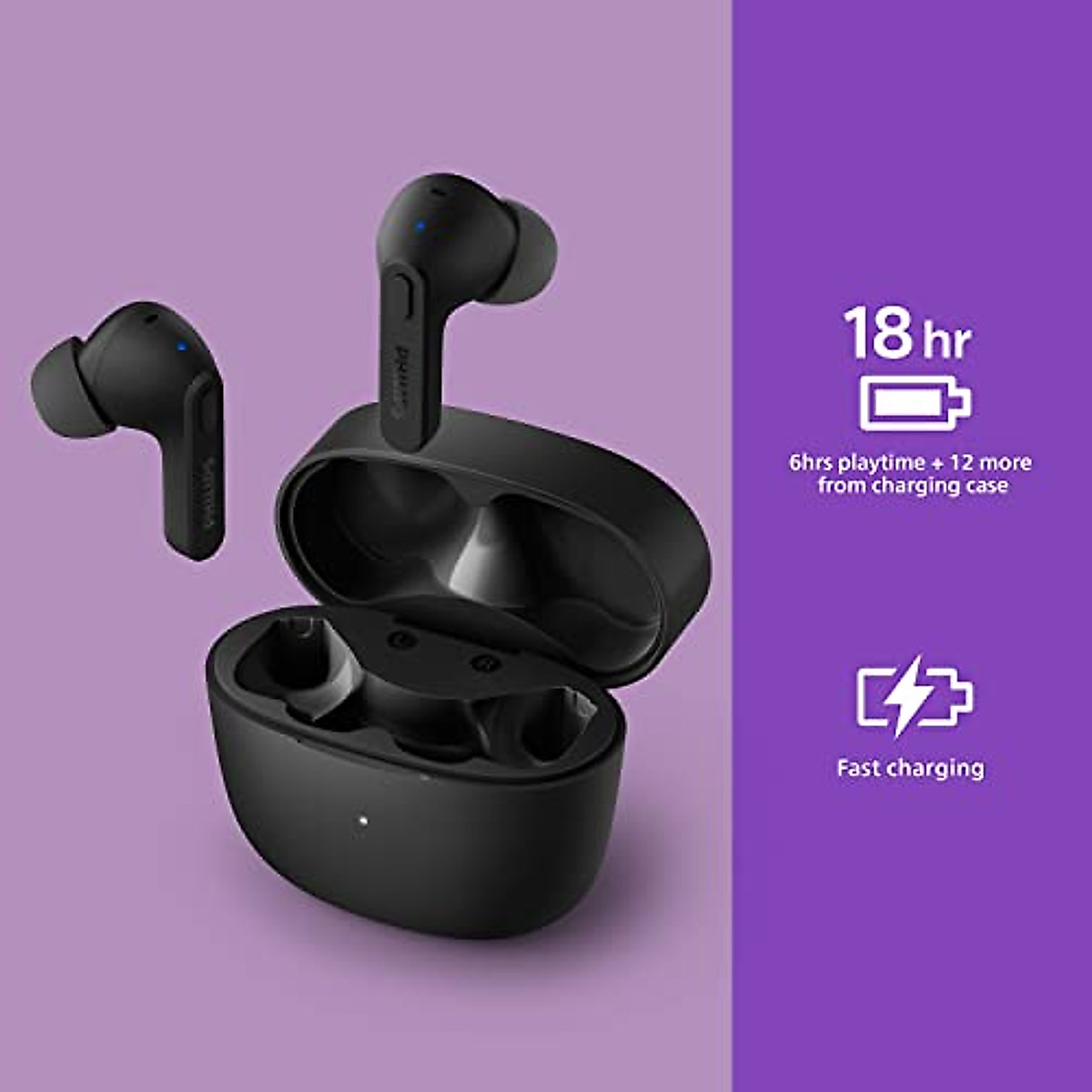 PHILIPS T2206 True Wireless Headphones with IPX4 Water Resistance and Super-Small Charging case