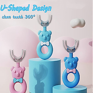 CHICING U-Shaped Toothbrush Kids 3 PCS,Food Grade Silicone Head, Manual Whole Mouth Toothbrush for Kids Age 2-8