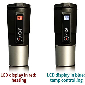 Smart Temperature Control Travel Coffee Mug GEEZO Electric Heated Travel Mug 12V Stainless Steel Tumbler Smart Heating Car Cup Keep Milk Warm LCD Display Easily Washing Safe for use
