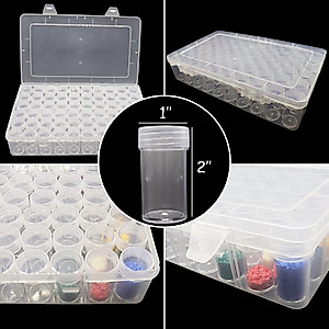 IZEYNO 60 Grids 5D Diamond Painting Box Storage Containers Diamond Art DIY Accessories with Label Stickers for Beads Seeds Crafts