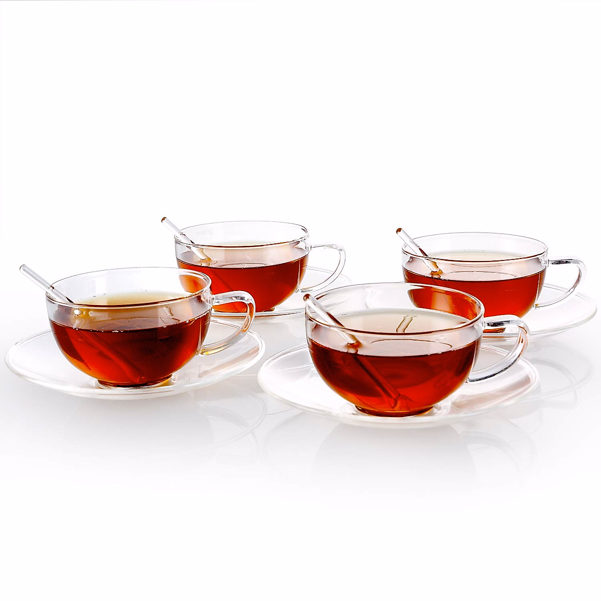 Teabloom Glass Stirring Spoons – Set of 2 Crystal Clear Petite Teaspoons (5.3 inches) – Coffee or Tea Glass Stirrers – Heat-Resistant and Toxin-Free Borosilicate Glass – Dishwasher Safe