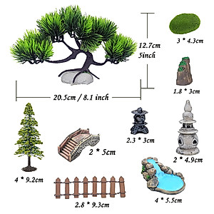 Trasfit 19 Pieces Zen Garden Accessories Kit, Office Desktop Mini Zen Gifts - Meditation Rock Sand/Fairy Garden Accessories or Micro Landscape Decoration Plant Pots Bonsai Craft Decor