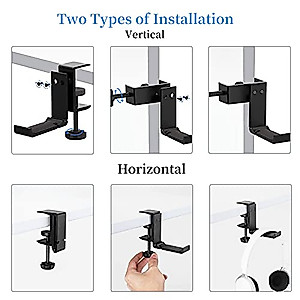 tempsnug Aluminum Headphone Stand Hanger Foldable with Cable Organizer Headset Holder, Non-Slip Desk Hook Space Save Universal Headphone Mount
