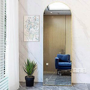 STELSIPLIY Arch Floor Mirror 65"X22",Arch Gold Mirror with Stand Large Floor Mirror,Full Length Mirror Aluminum Frame Modern Simple Home Decor for Living Room Bedroom Cloakroom