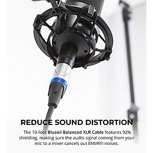 Blucoil Audio 2-Pack of 10-FT Balanced XLR Cables - Premium Series 3-Pin Cable for Microphones, Speakers, and Pro Devices (Male-to-Female)