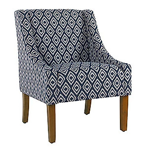 HomePop Modern Swoop Arm Accent Chair, Blue Geometric Pattern