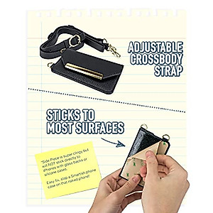 Smartish Stick-on Crossbody Wallet - Dancing Queen Side Piece [Purse/Clutch with Detachable Strap & Card Holder] – Fit for iPhone & Android Phones - Stiletto Black-Gold