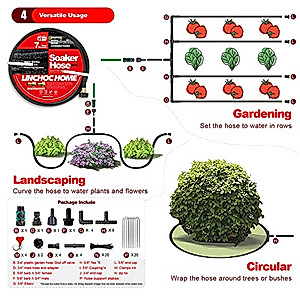 Soaker Hose,150 FT Solid Brass Connector 1/2" Heavy Duty Soaker Garden Hoses for Garden Beds, Tree,Lawn and Plants