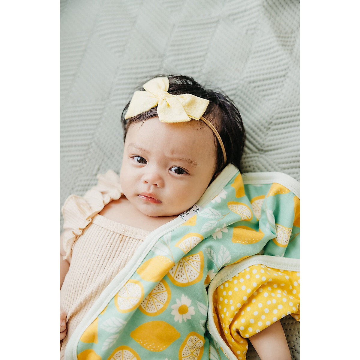 Copper Pearl Baby Security Blanket Set of 2 - Portable Size for Self-Soothing On-The-Go, Ideal Baby Blankets for Boys and Girls, Ultra-Soft, and Gift-Ready Loveys - Lemon