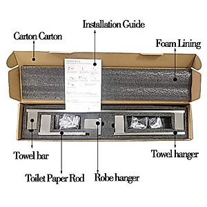 Nurisi Stainless Steel Bathroom Hardware Set 4 Piece Bathroom Hardware Accessories Set Robe Hook Wall-Mounted Towel Rack and Hook Toilet Paper Rack, Brushed Nickel (4-Piece Set, Brushed Nickel)