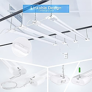 Ensenior 6 Pack Linkable Led Shop Light 4ft for Garage, 4400 High Lumens, 36W Equivalent 280W, 5000K Daylight, 48 Inch Utility Shop led Lights, Surface or Hanging Mount Fixtures, White, ETL Certified