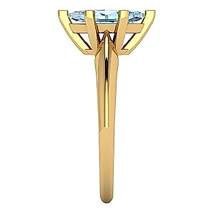 Clara Pucci 1.0 ct Marquise Cut Solitaire Natural Aquamarine Engagement Wedding Bridal Promise Anniversary Ring 18K Yellow Gold Size 5.5