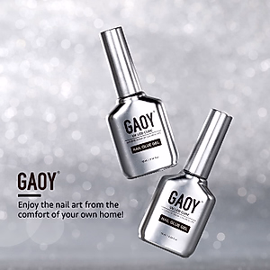 GAOY 2Pcs 16ml Gel Nail Glue for Acrylic Nails Tips, 2 in 1 Nail Glue and Base Coat, UV Light Cure