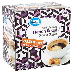 Great Value French Roast Single Serve Coffee Pods, 48 Ct (2 Boxes)