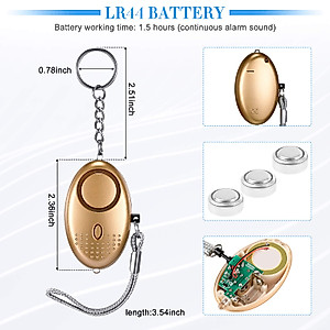 Konohan 12 Pieces Personal Alarm for Women, Safe Sound Personal Alarms Emergency Alarm Keychain Security Alarm Keychain with LED Light, Personal Safety Button Alarm in 6 Colors for Men Elderly