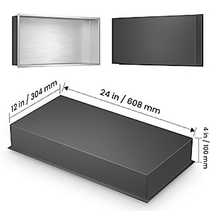 EXF Stainless Steel Shower Niche 12" X 24" Brushed, No Tile Needed Recessed Waterproof Shower Shelf for Bathroom Kitchen Storage