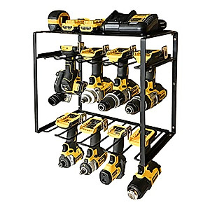 HAVEDAWN Power Tool Organizer Wall Mounted 3 Layer Garage Organization Drill Holder Heavy Duty Tool Organizers Tool Storage Holder Tool Storage Rack for 8 cordless Drill Holders Men Father's Day Gifts