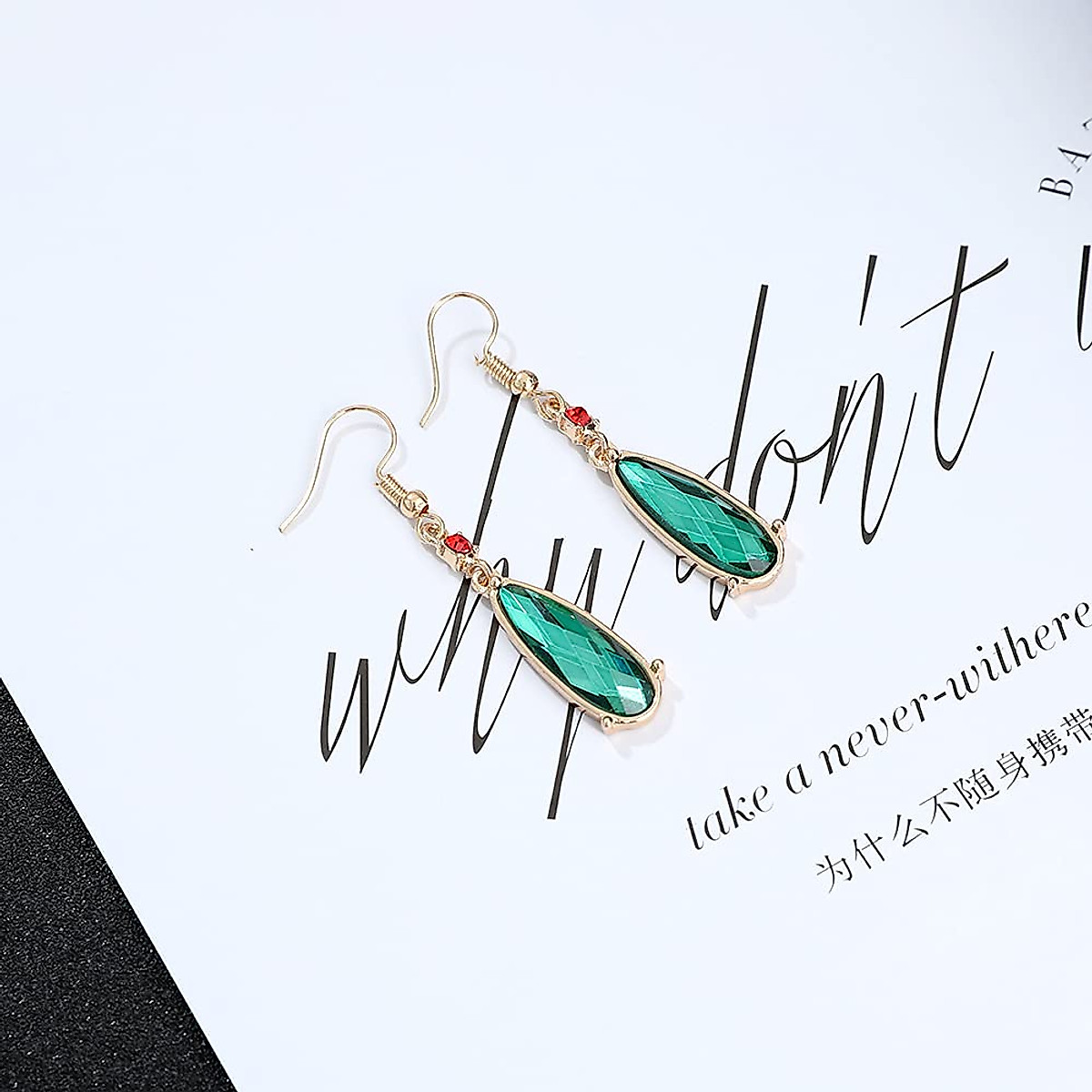 Howl's Green Crystal Drop Earrings Cosplay, Anime Costume Pendant Dangle Earrings, Green Water Drop Ear Accessories Gifts