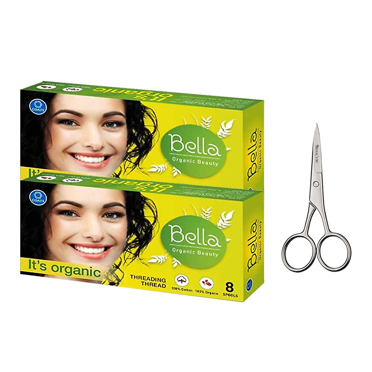 Bella Threading Thread - Pack of 2 (8 Spools in Each Box) with Scissor by Behal International