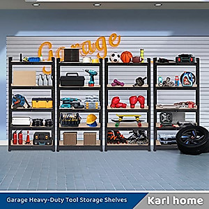 Karl home Garage Shelving Heavy Duty, 5-Tier Wide Size Adjustable Metal Shelving Unit Utility Rack Organization for Garage Pantry Basement, 1900lbs, 29.5" L X 11.8" W X 59.1" H, Black