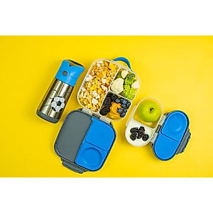 b.box Snackbox for Toddlers, Kids | Mini bento box, Lunch box | Leak Proof, 2 Compartments | BPA free, Dishwasher safe, Freezer safe (Blue Slate, 12 fl oz capacity)