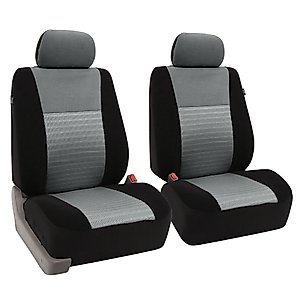 FH Group Trendy Elegance 3D Air Mesh Split Bench Car Seat Cover (Split Ready, Detachable Headrest Only) with Gift- Universal fit for Cars, auto, Trucks, SUV (Beige/Black) FB060012