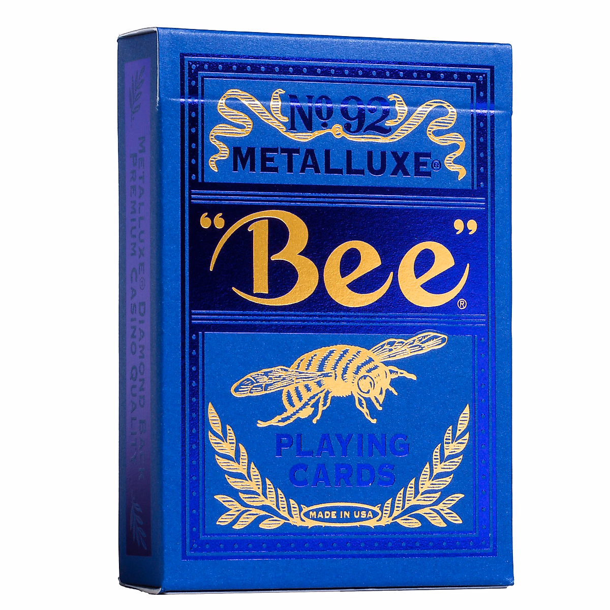 Bee MetalLuxe Playing Cards - Blue Foil Diamond Back, Standard Index
