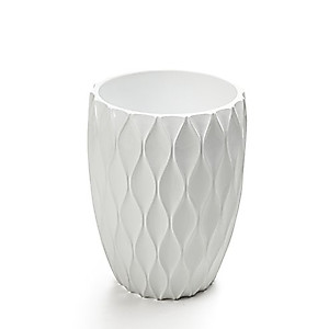 Roselli Trading Company Wave Collection Wastebasket, White