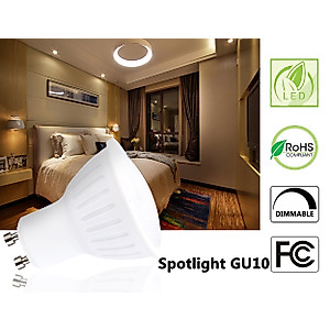 YMZM GU10 7Watt LED Spotlight Bulbs (Equivalent 65watt Halogen Bulbs) 4000K Natural White 700Lumen MR16 LED Light Bulb 120Volt 120 Degree GU10 Base Dimmable Indoor Led Light Bulbs (Pack of 4)