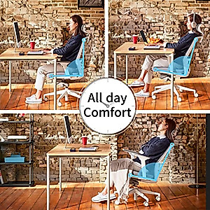 BESTUHL J17 Home Office Desk Chair - Ergonomic, High Back, 3 Lockable Recline Positions, 3-Way Armrest, Adjustable Seat Depth & Lumbar Support, Breathable Mesh Back (White and Grey)