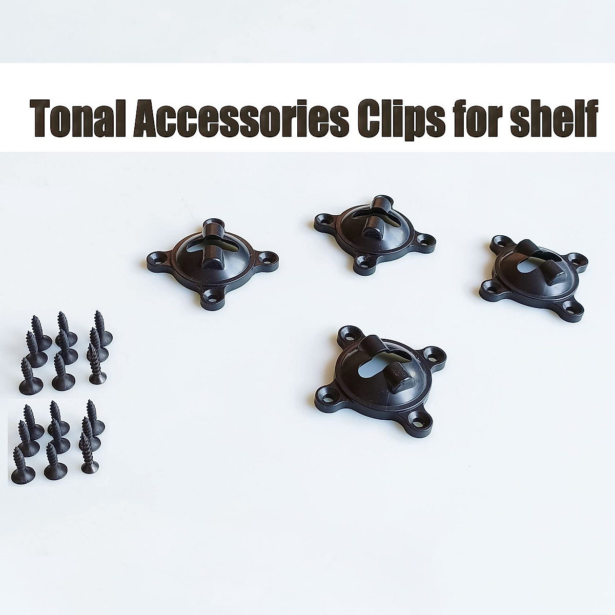 JILINWEI 6 Pcs Plastic Tonal Accessory Shelf Clips/Mounts/Brackets with Screws for Hang Tonal Accessories,Black(Not Include Shelf)