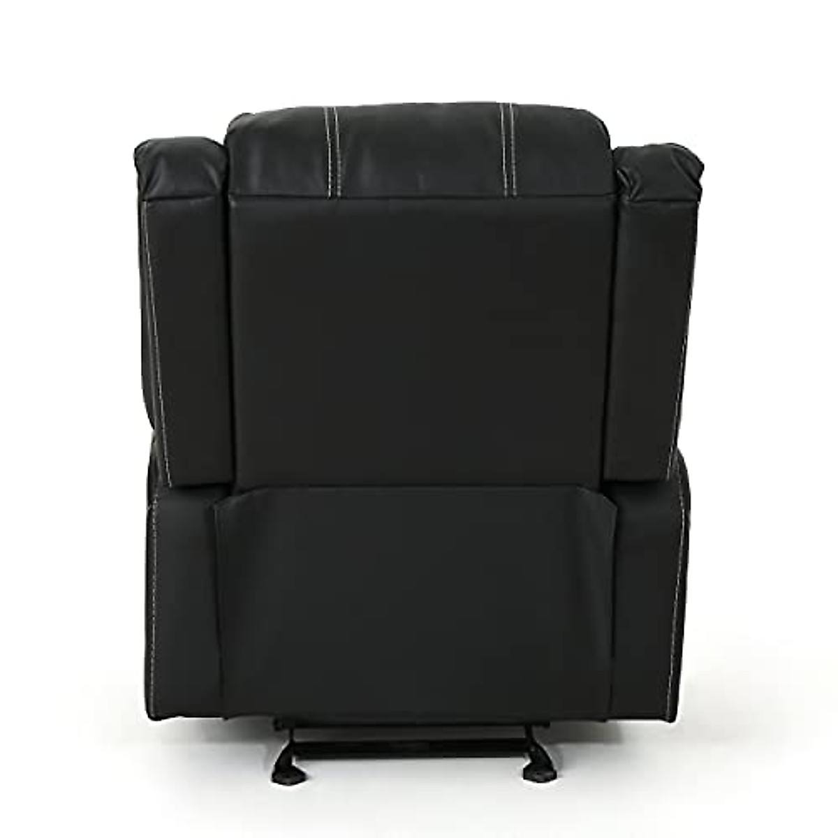 Great Deal Furniture Sophia Traditional Black Leather Recliner with Steel Cup Holders