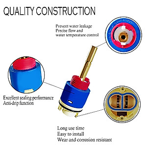 ALITZ 10670 Shower SINGLE LEVER Ceramic Pressure Balancing Cartridge,Replacement With Aqua source Glacier Bay Single Handle Faucets,Square Broach, blue, Brass,HL-40-4.25 Inch