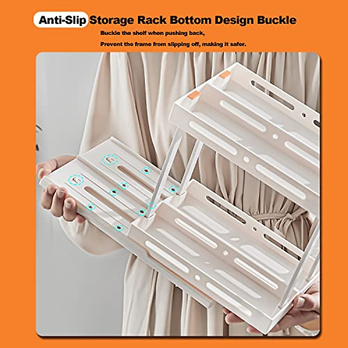 AVSMGP Under Sink Organizers and Storage, Rotatable Under Bathroom Cabinet Organizer, 2 Tier Sliding Under Shelf Storage Kitchen Cabinet Basket Drawer Organizer,White,S